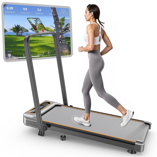 Foldable Treadmill with 8% Incline, Upgrade 3.5HP Low Noise Walking Pad ...