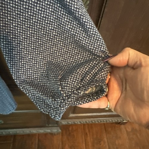 Michael Kors Size M Blue Patterned Elastic Sleeves And Hem Shirt | eBay