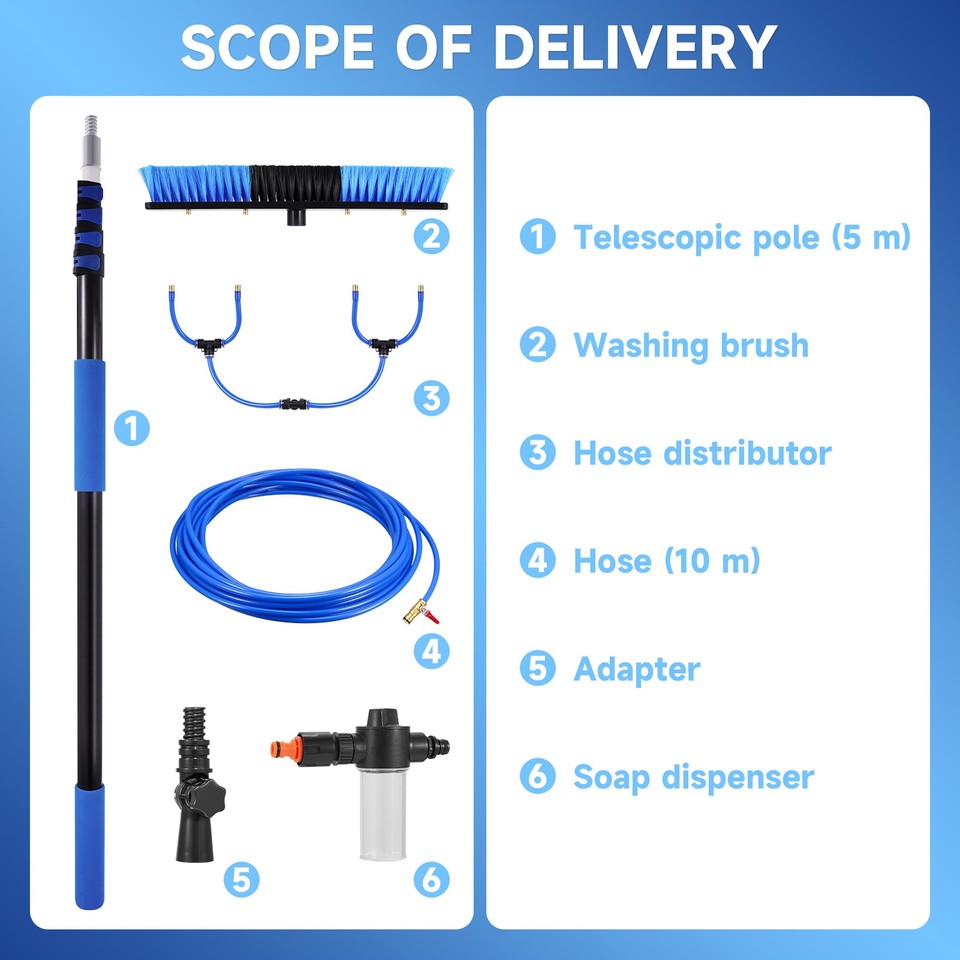 Window Cleaning Pole Water Fed Brush Roof Kit Extendable Telescopic For ...