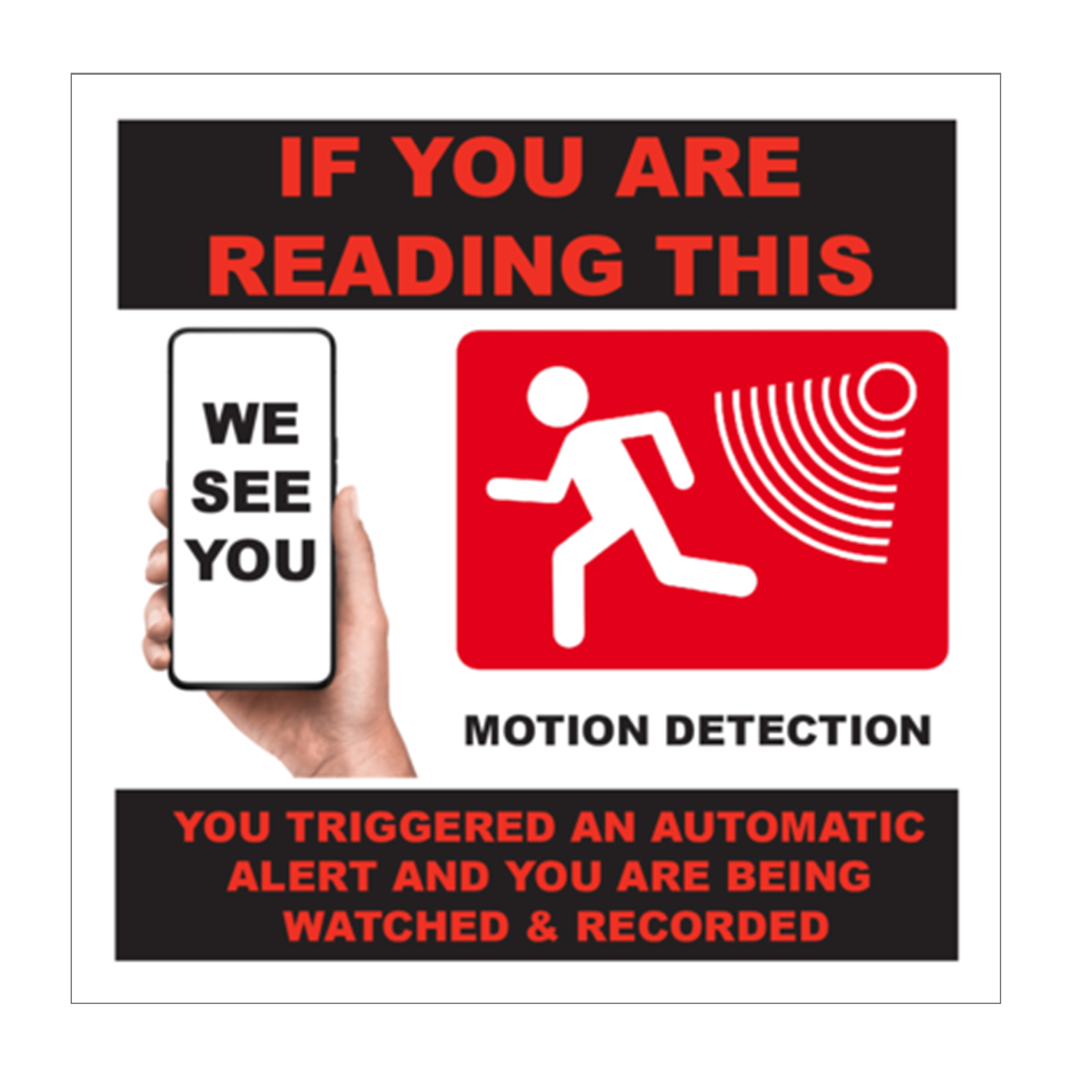 Motion Detection Camera Smart Phone Security Stickers / 2 Pack + FREE ...