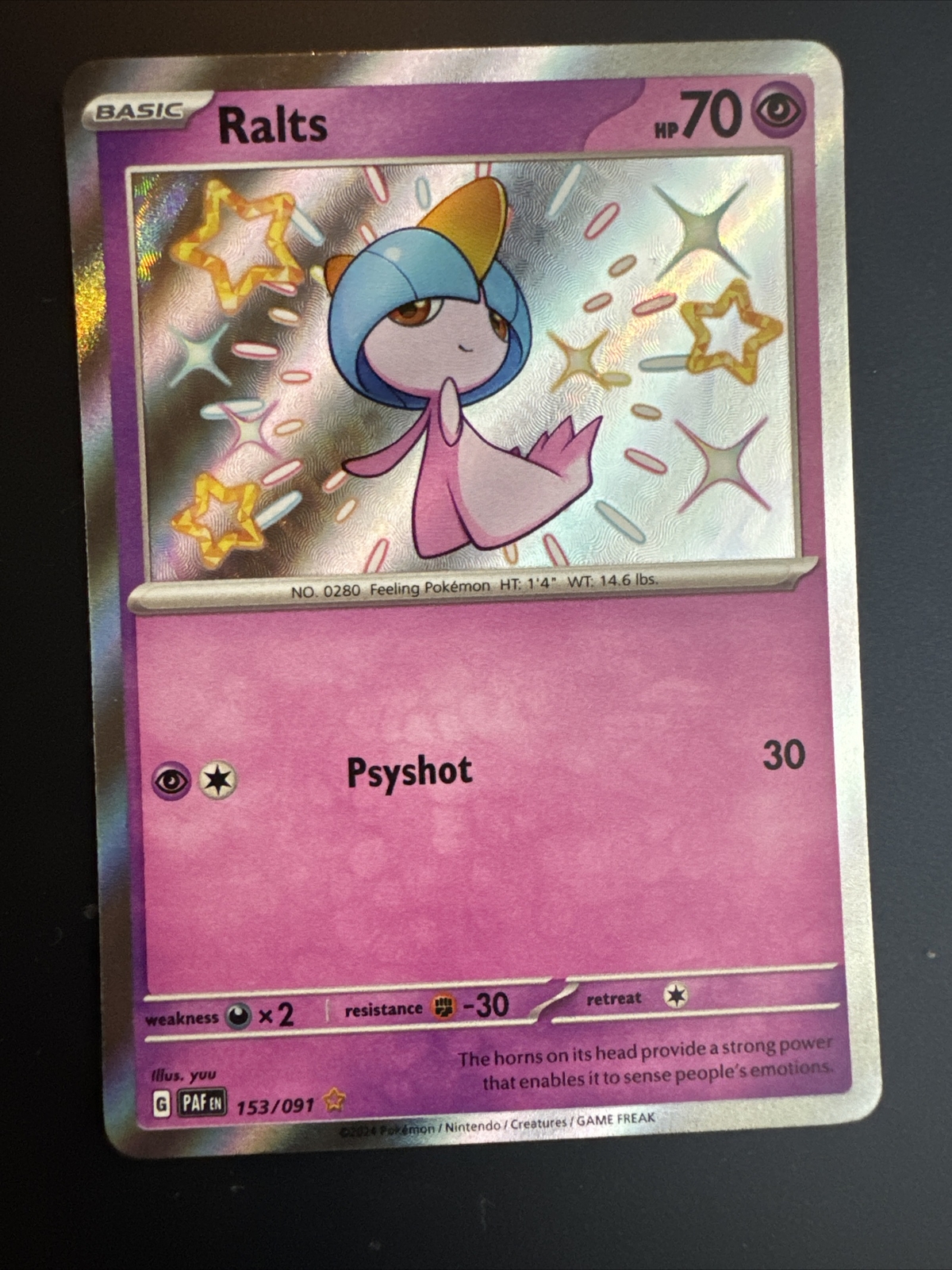 Pokémon TCG Ralts Scarlet & Violet: Paldean Fates 153/091 Holo Shiny ...