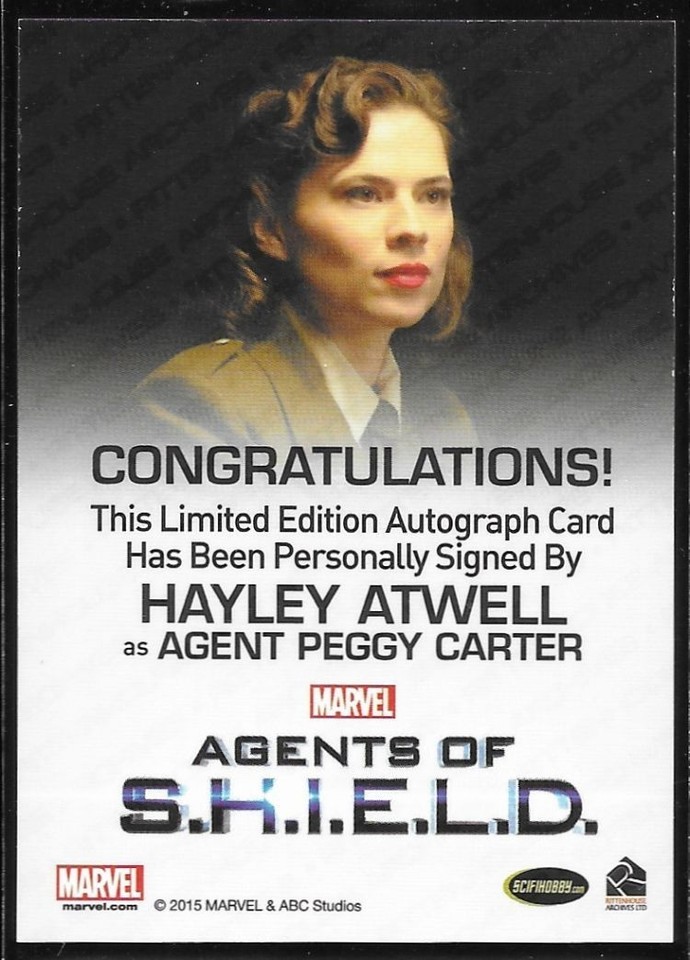 2015 Rittenhouse Marvel Agents of SHIELD S2 AUTOGRAPH – Hayley Atwell auto c | eBay