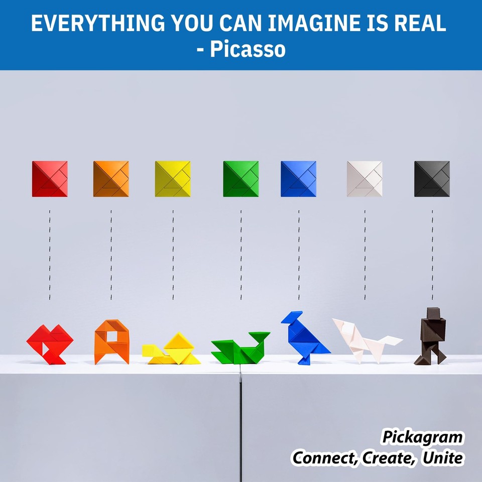 Tangram 3D Magnetic Puzzle for Kids (8-12), Adults & Seniors | STEM ...