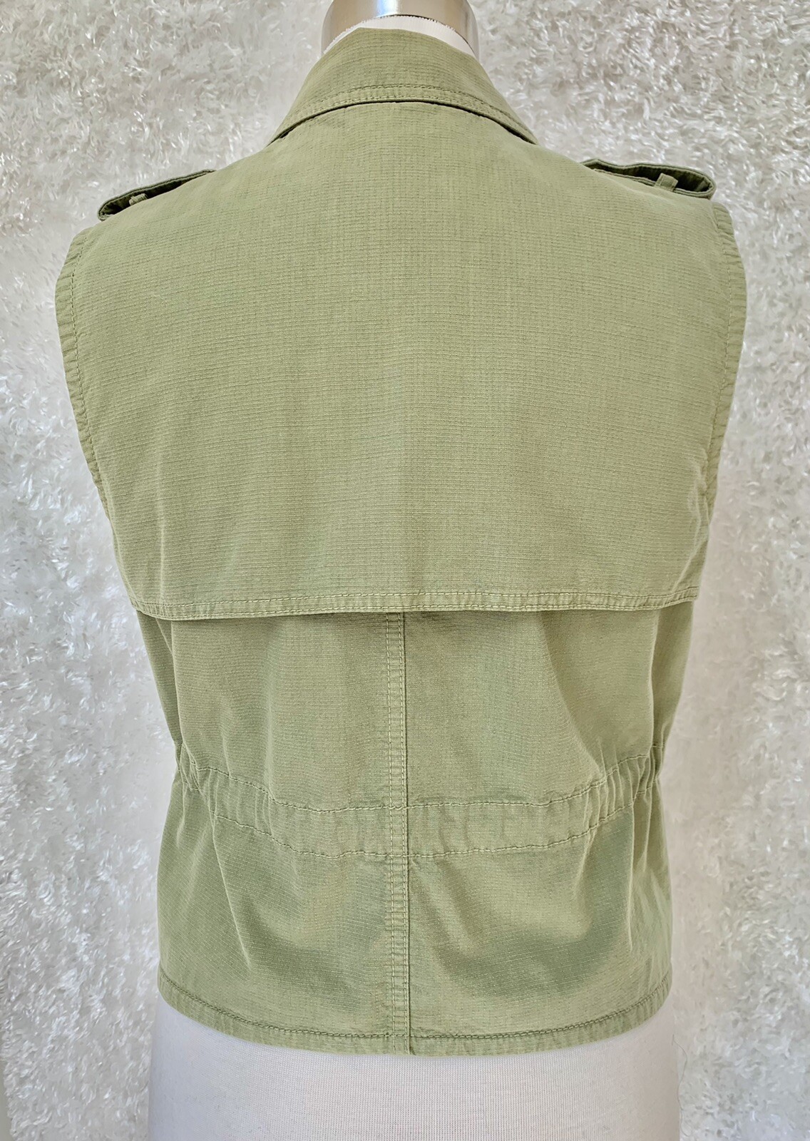 Madewell Women Small Vest Green Modern Safari Utility Asymmetrical Zip ...