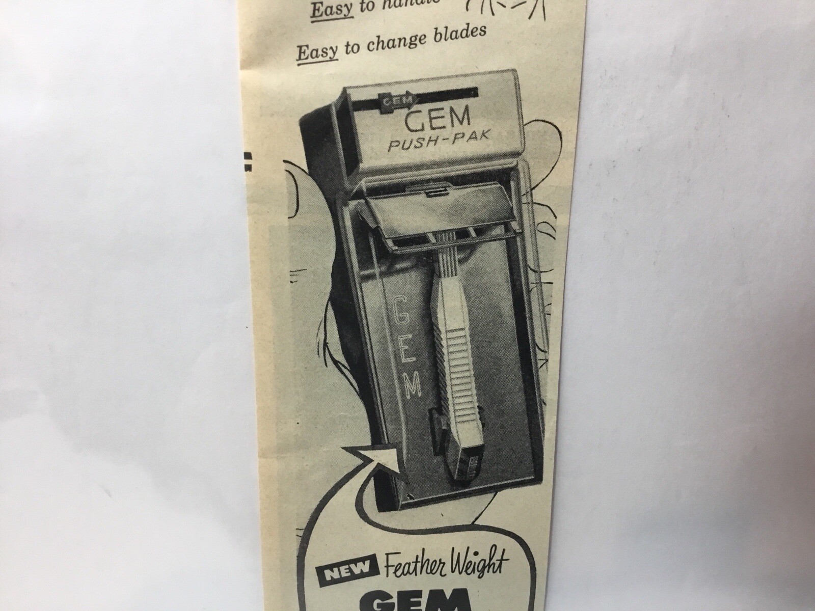 1950 Gem Razor, Easiest shave on the face of the earth. Original Print ...