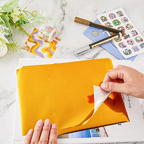 100Pcs A5 Hot Foil Transfer Sheets Gold Hot Foil Stamping Papers 21 ...