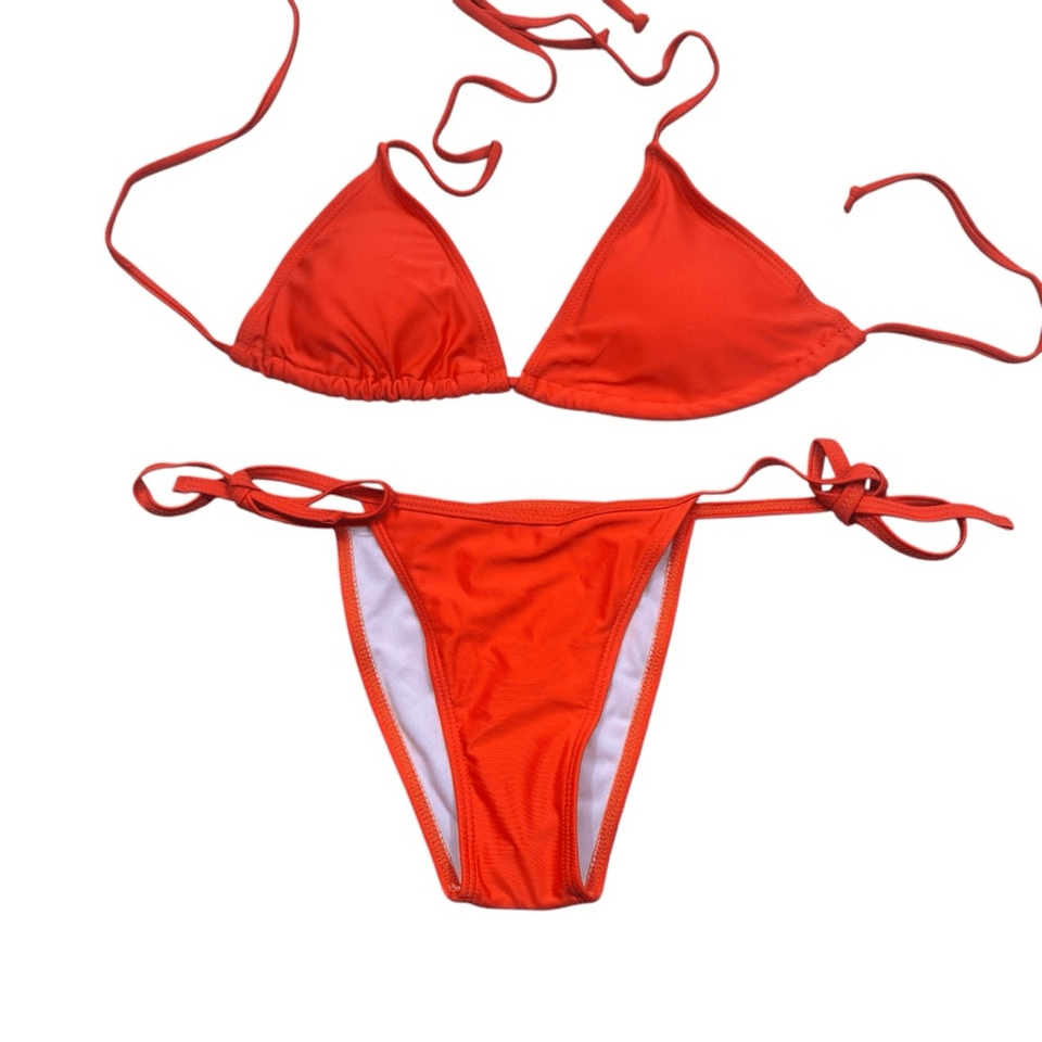 Brand new without Tags Bright Orange Two Piece String Bikini Swim Suit ...