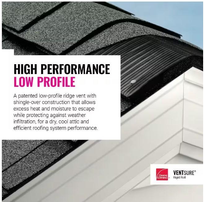 Owens Corning VentSure 7 in. x 20 ft. Ridge Vent Rigid Roll with ...