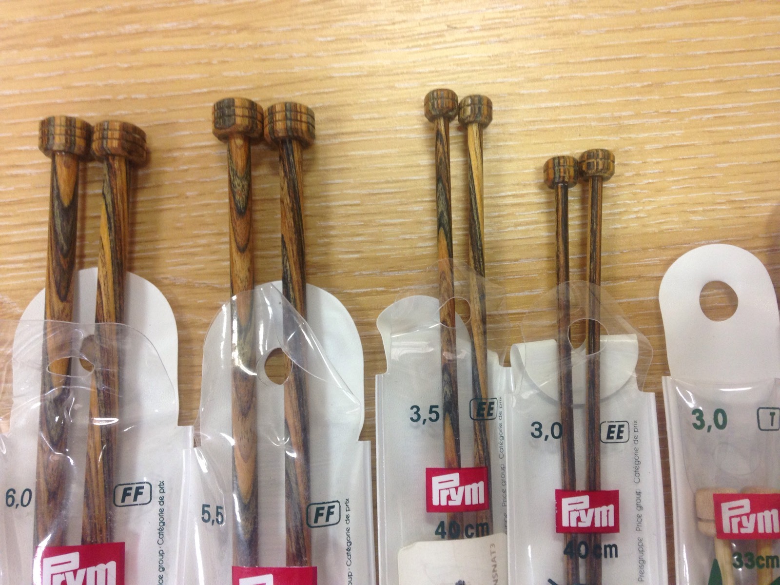 Prym Knitting Pins Natural/ Bamboo 3mm-8mm single pointed knob Knit Pro ...