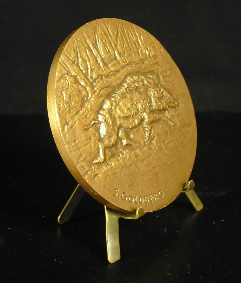 Boar Animal Medal by Goloberg 1978 171 g 72 mm Medal 野猪动物奖章 | eBay