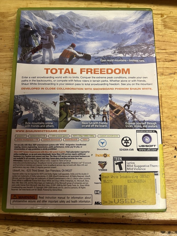 Shaun White Snowboarding Xbox 360, 2008 3307211605275| eBay