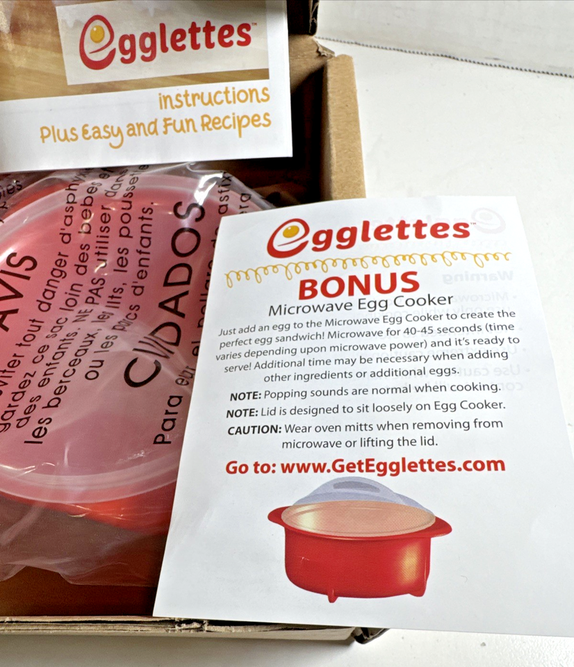 NEW Vtg Egglettes Silicone Hard Boiled Egg 6 ct. Cups w Bonus Microwave ...