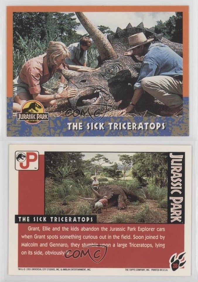 1993 Topps Jurassic Park Laura Dern Ellie Satler Sam Neill Adam Grant ...