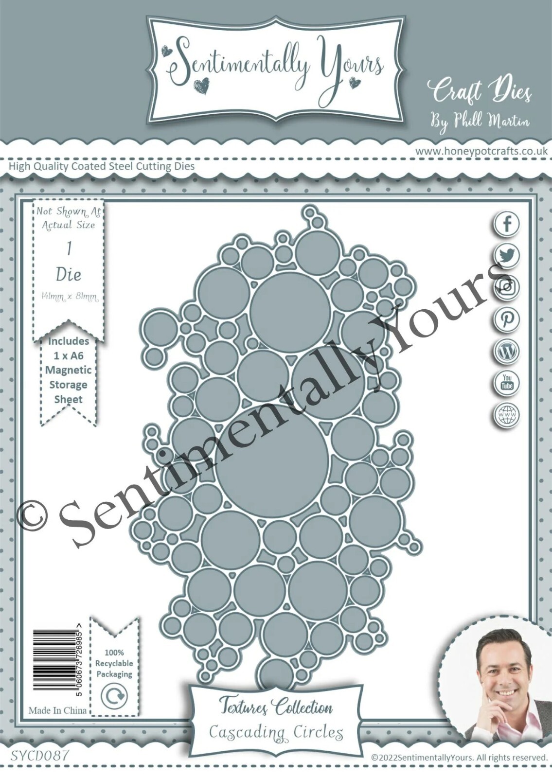 SENTIMENTALLY YOURS Craft Dies PHIL MARTIN Textures Collection SYCD ...