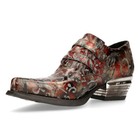 New Rock 7960-S5 Embossed Vintage Black, Red Leather Buckle Steel Heel ...