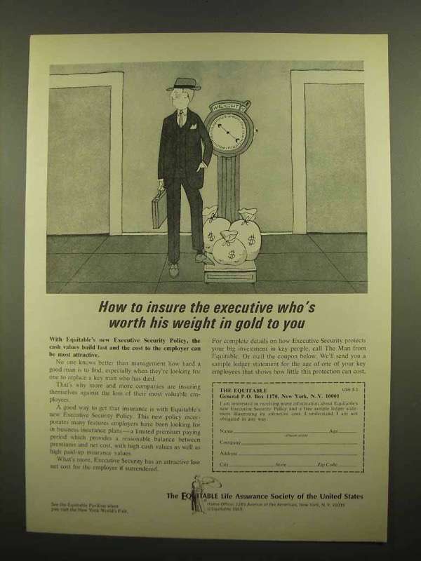 1965 The Equitable Life Assurance Ad - Insure Executive | eBay