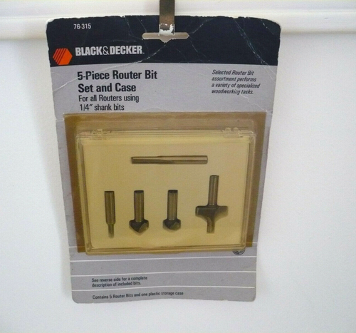 Black & Decker ¼” Shank Bits 5-Piece Router Bit Set w/Case NOS | eBay