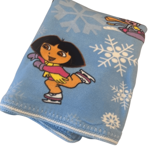 Dora the Explorer Blue Ice Skating Character Soft Fleece Blanket Size ...