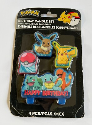Pokémon Birthday Set of 4 Candle Pikachu Eevee Pokéball Charmander ...
