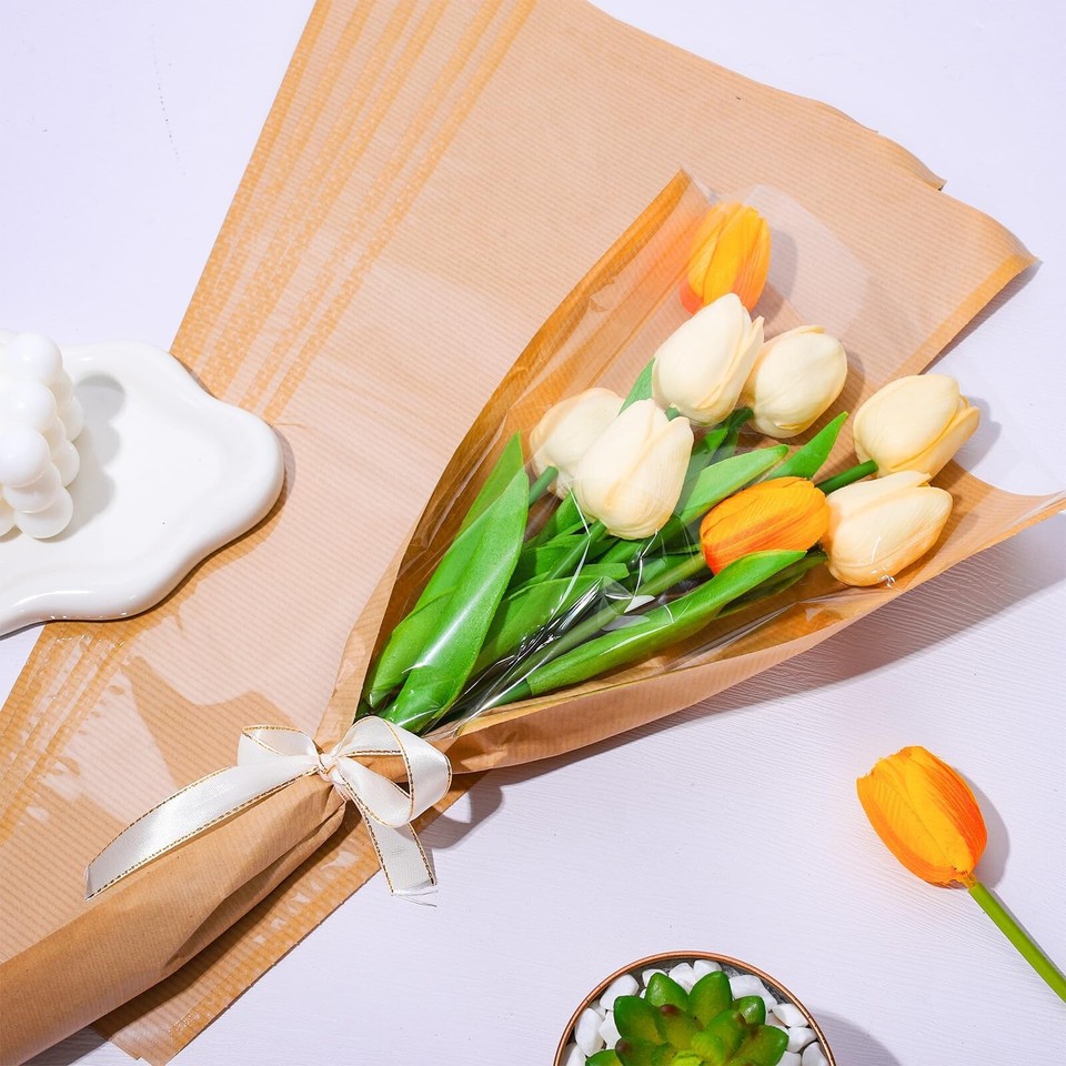 Whaline 50Pcs Flower Wrapping Bags Fall Kraft Paper Floral Packing ...