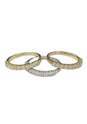 Tri-Color Stackable Diamond Rings Round Brilliants Diamonds 14kt Size 7 ...
