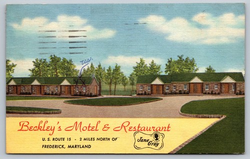 Vintage Linen Postcard Beckley's Motel & Restaurant Frederick MD 1950s ...
