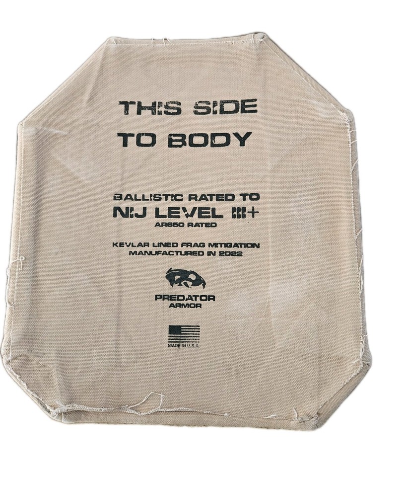 Predator Armor Ballistic Kevlar Lined Ballistic Plate Rated NIJ Level ...