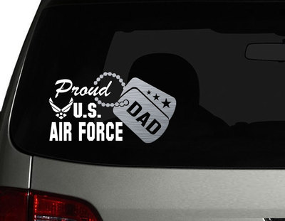 Proud US Air Force Dad Vinyl Car Decal Sticker 7.5"(W) Silver Military ...
