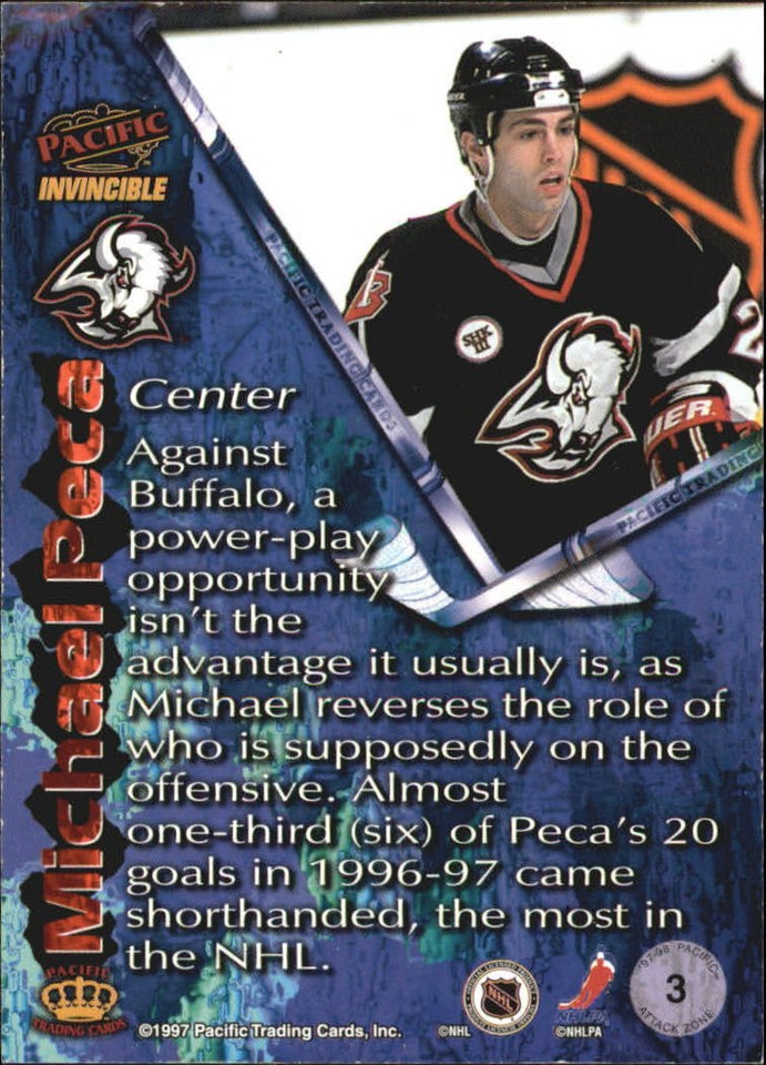 1997-98 Pacific Invincible Attack Zone #3 Michael Peca - NM-MT | eBay