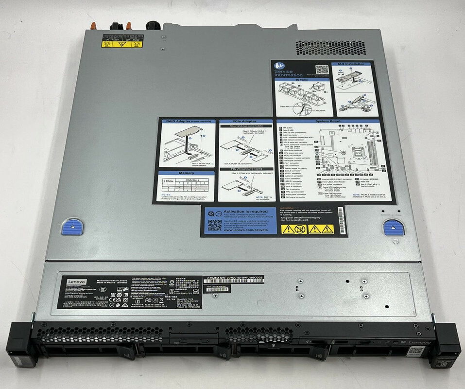 LENOVO THINKSYSTEM SR250 V2 4-BAY 1U SERVER 7D7Q-CTO1WW E-2388g 128GB 2 ...