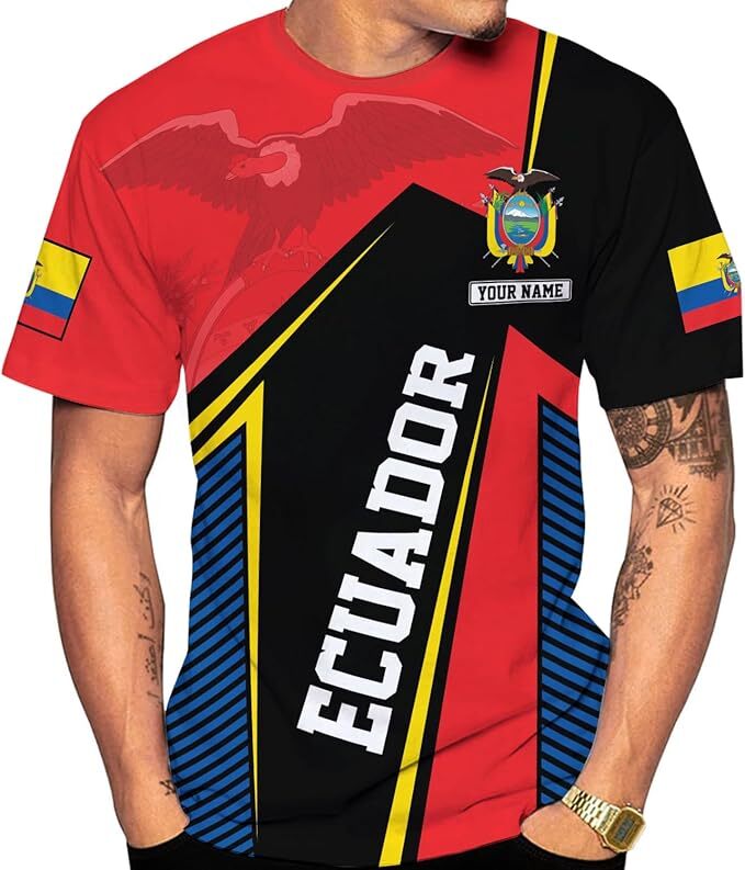 Custom Ecuador Flag Tshirt, Ecuador Shirt Men 3D Printed Short Sleeves ...