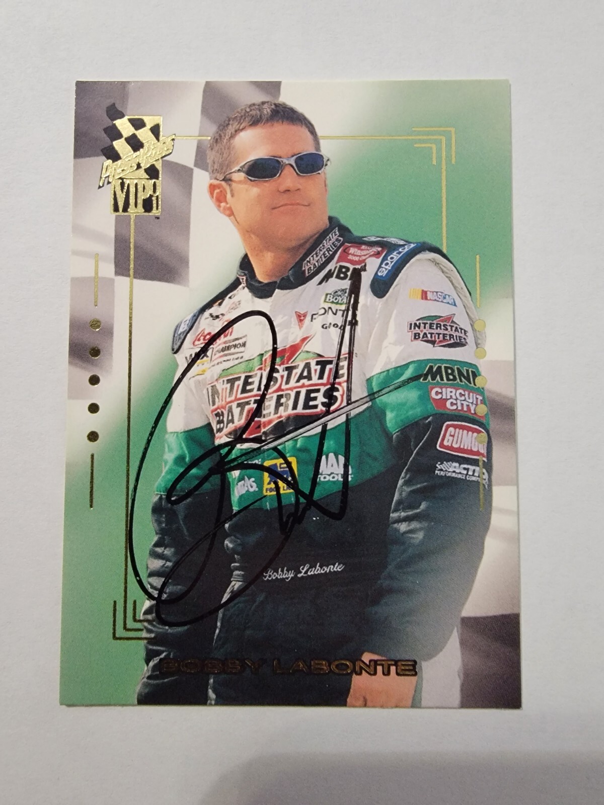 Autographed NASCAR trading card of NASCAR Champion #18 Bobby Labonte ...