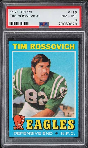1971 Topps FB Card #116 Tim Rossovich Philadelphia Eagles PSA 8 NM-MT ...
