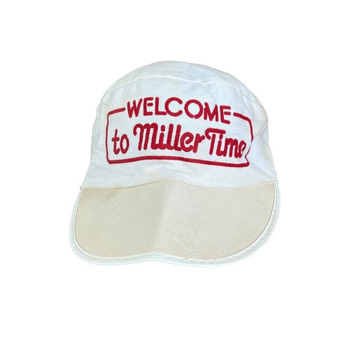 Vintage Welcome Miller Time High Life Hat Cardboard Bill Red Script Cap ...
