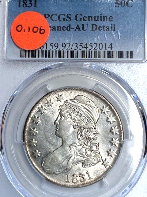 1831 O-106 PCGS AU-DETAIL Capped Bust half dollar Lots of Luster! | eBay