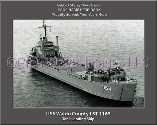 USS Waldo County LST 1163 Personalized Canvas Ship Photo Print Navy ...