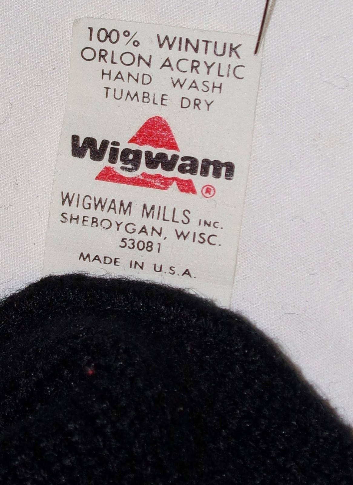 Wigwam Knit Hat Tobaggon Vtg Wintuk Orlon Acrylic Heavy Black Blue ...