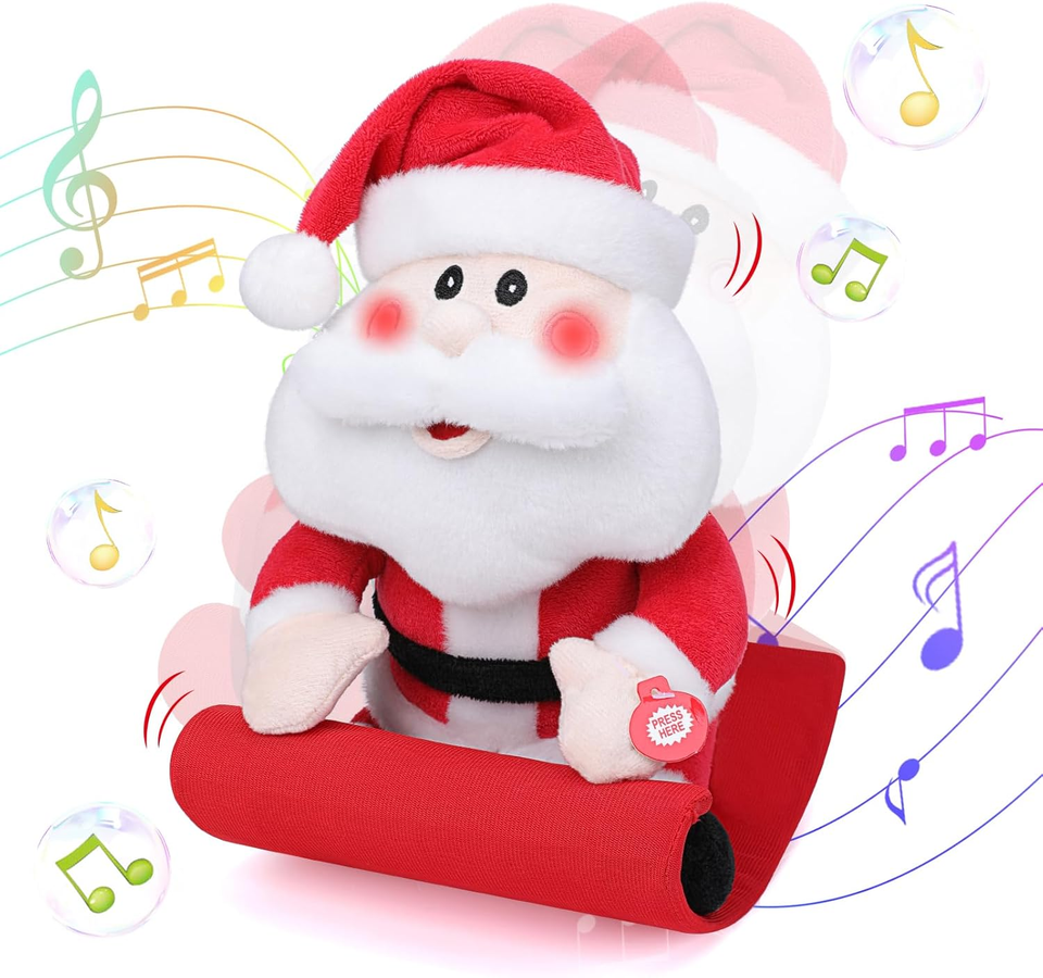 Musical Santa Claus Riding Sleigh Singing Dancing Electric Christmas ...