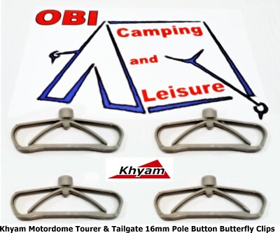 Khyam Motordome Tourer & Tailgate 16mm Pole Button Butterfly Clips Pack ...