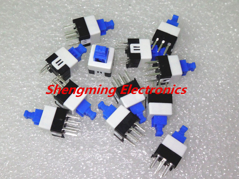 100PCS 7x7mm Push Tactile Power Micro Switch Self lock 6Pin Latching ...