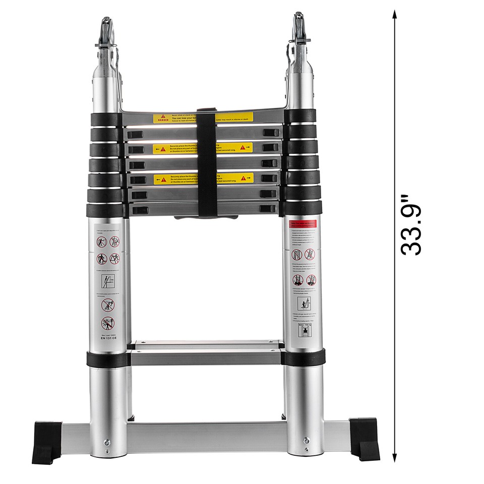 16.5Ft Telescopic Extension Ladder Aluminum Folding Step Multi-Use Non ...