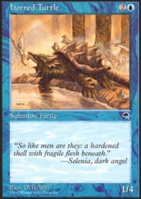 NM-Mint, English MTG Regular Horned Turtle Tempest Magic the Gathering ...