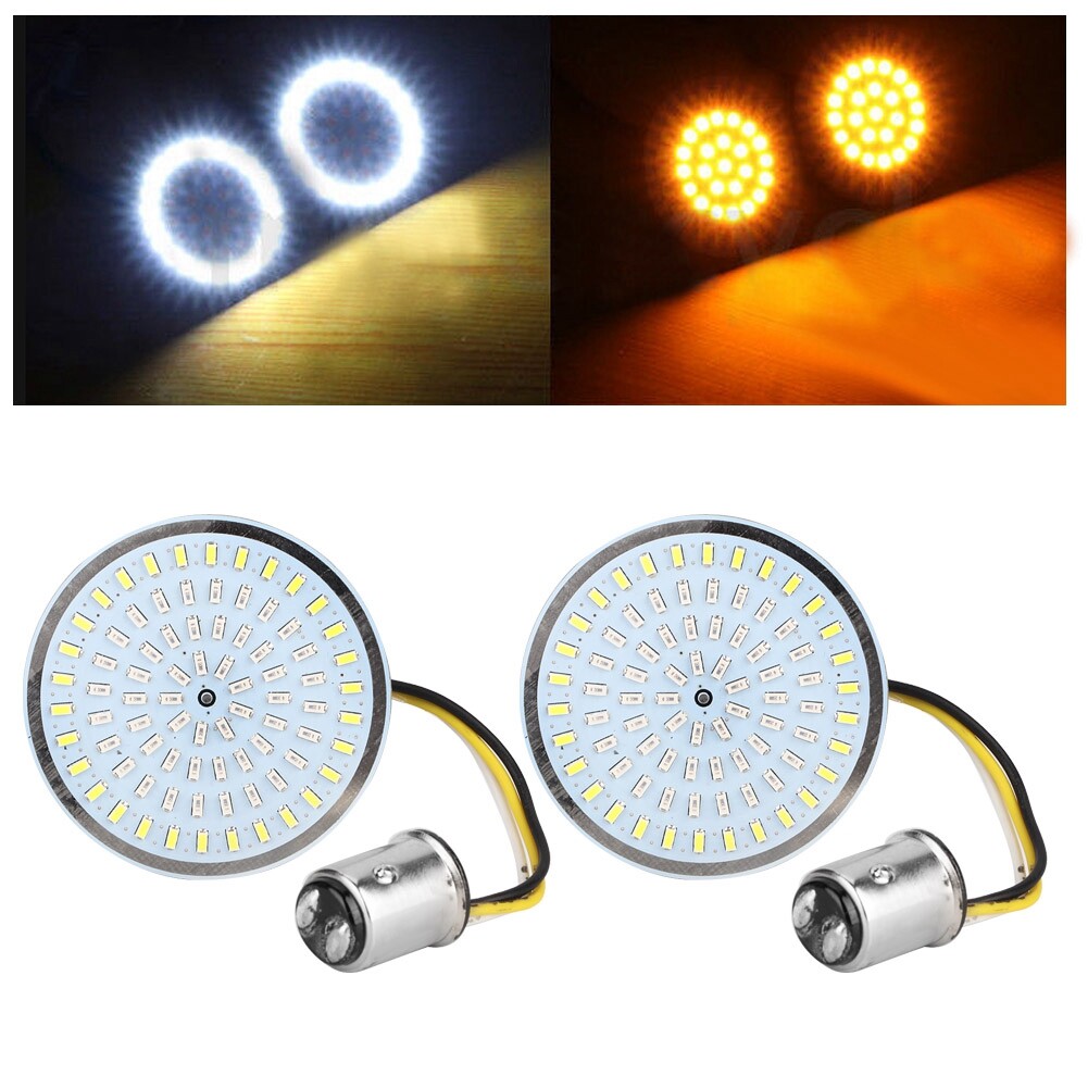 2PCS 2inch LED Turn Signal Lights Insert For Motorcycle Yellow ...