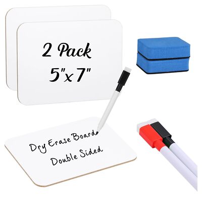 2 Sets Small Whiteboard Dry Erase Boards 5" x7'' Mini Double Sided Dry ...