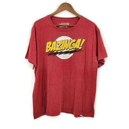 Mens The Big Bang Theory Bazinga T-Shirt Tee Size XL Red Short Sleeve Crewneck | eBay