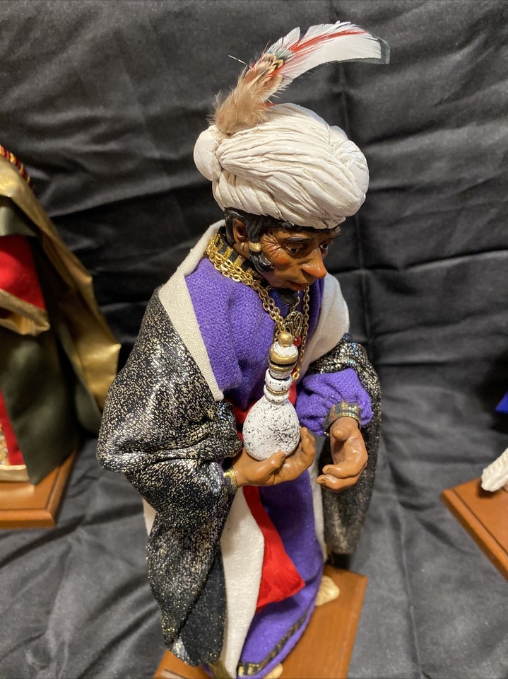 3 Simpich Nativity Kings Wisemen Three Vintage Excellent Detail Fabrics ...