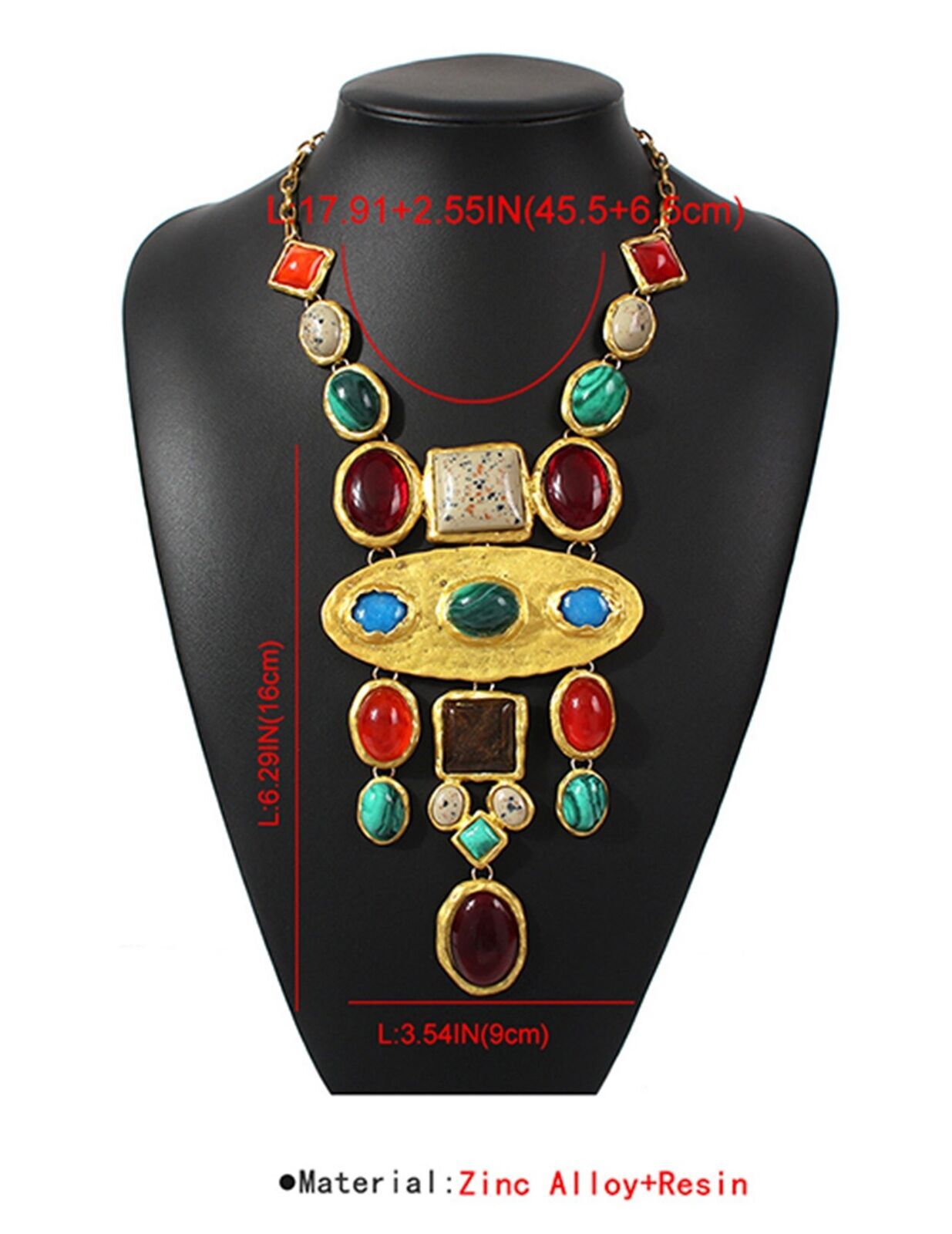 Gold Gems Aztec geometric tribal statement collar bib boho multi colour ...