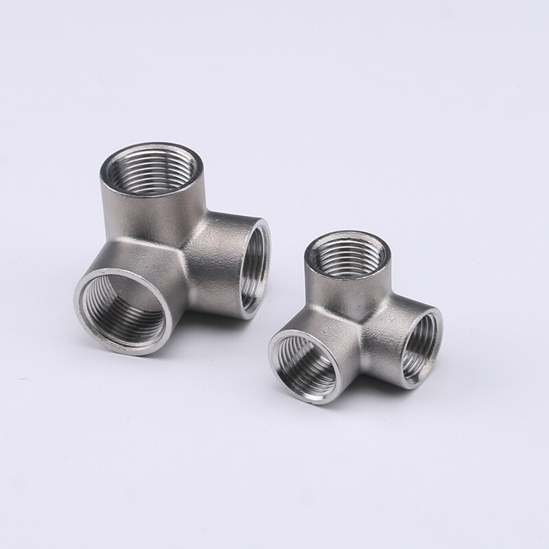 BSP Stainless Steel Female 3-Way Elbow Connector Tee Pipe Fittings 1/2 ...