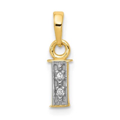 14K Gold with Rhodium Diamond Letter I Initial Pendant | eBay