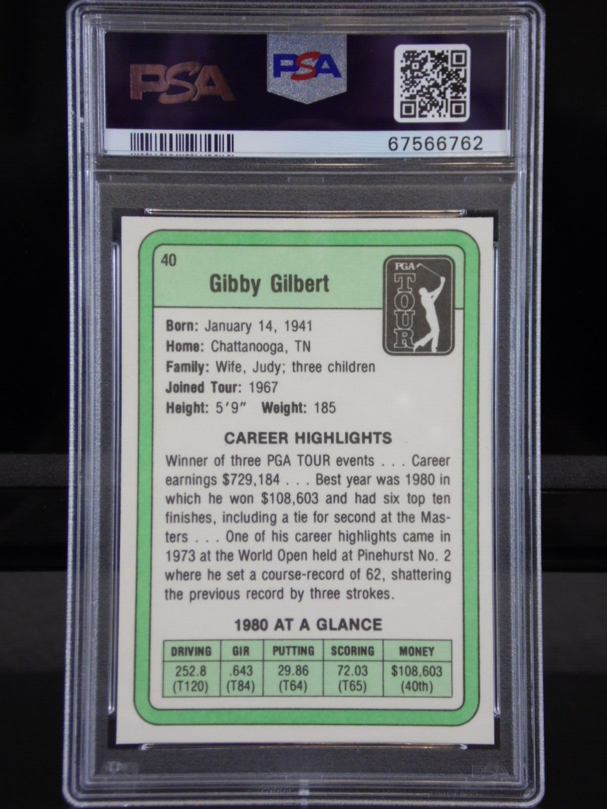 1981 DONRUSS GOLF STARS GIBBY GILBERT #40 PGA TOUR TRADING CARD | PSA 9 ...